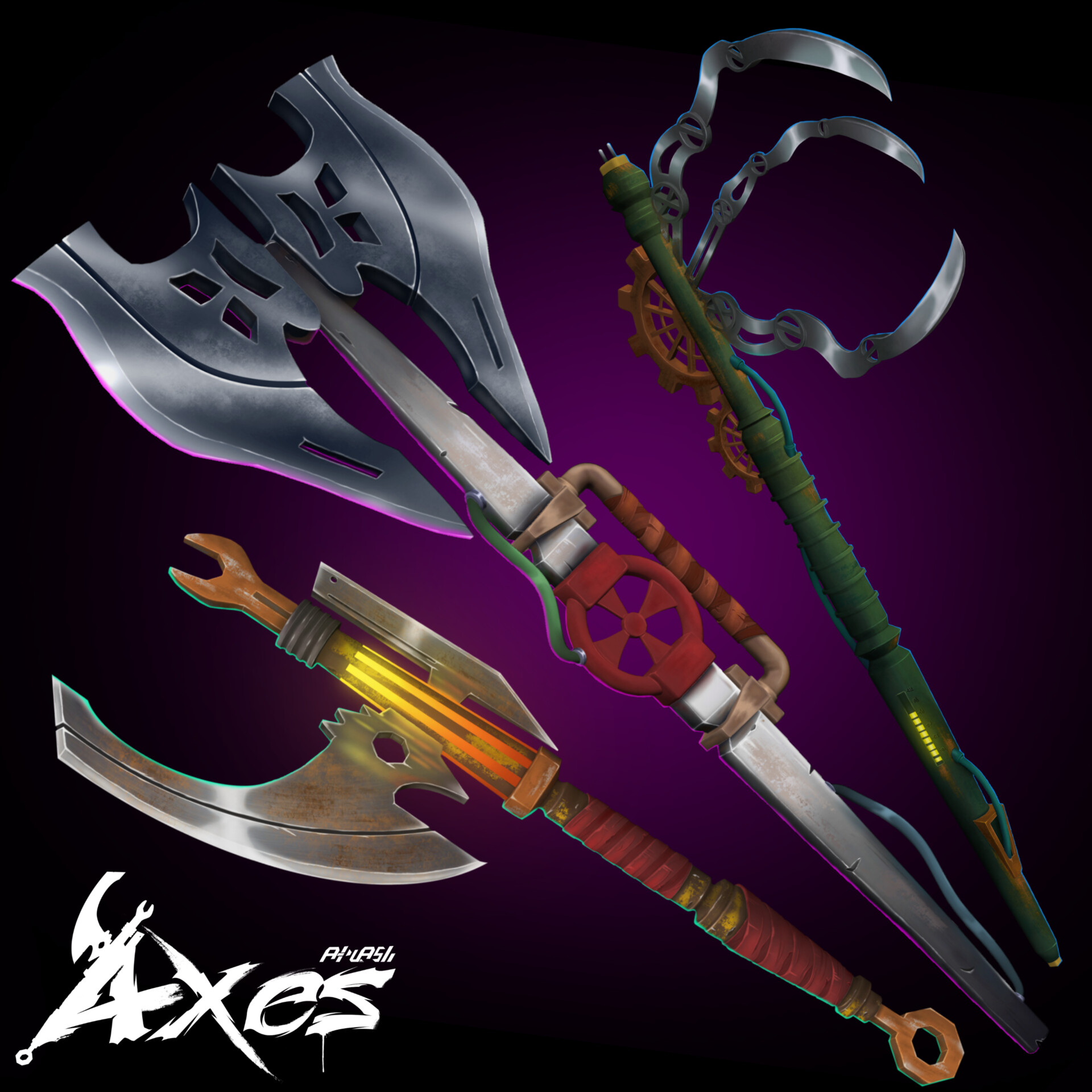 ArtStation - Axes - weapon props design