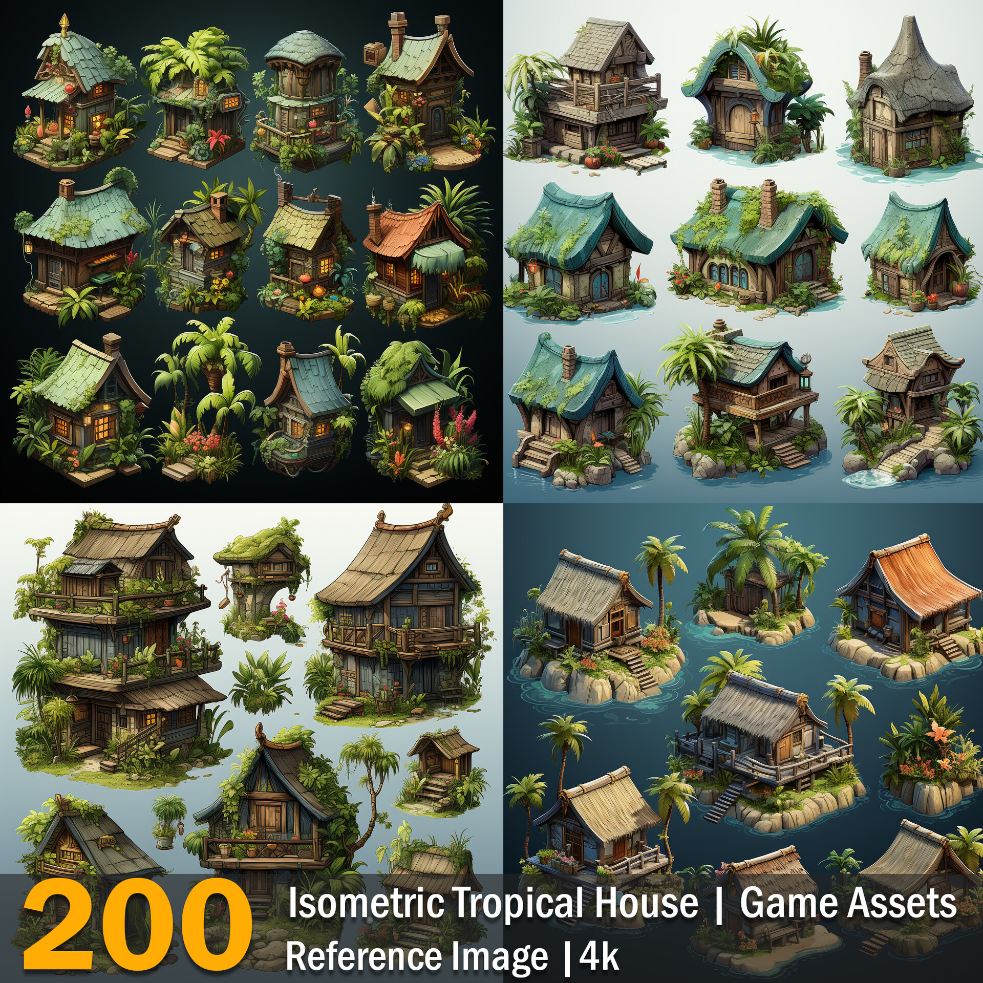 ArtStation - Isometric Tropical House | Game Assets | Reference Images | 4K