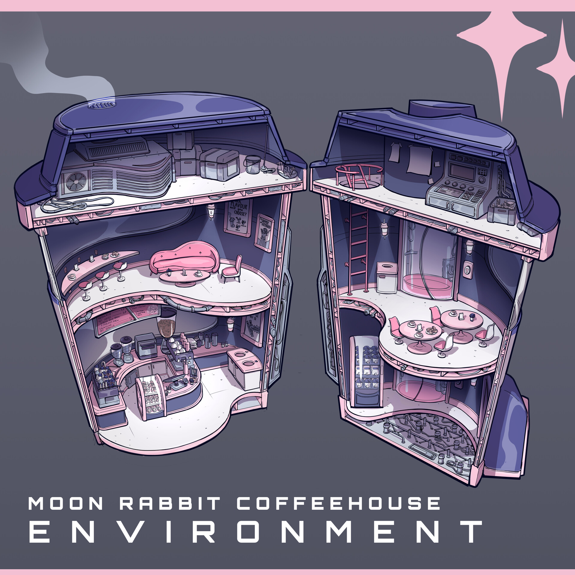 ArtStation - Moon Rabbit Coffeehouse // Environment