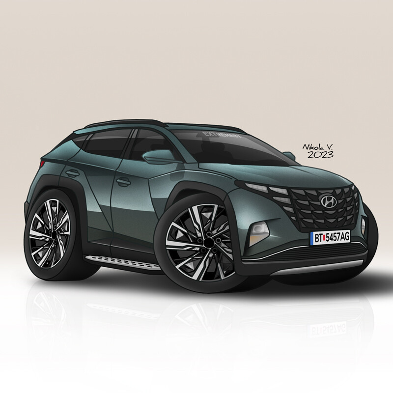ArtStation - Hyundai Tucson NX4 cartoon carticature