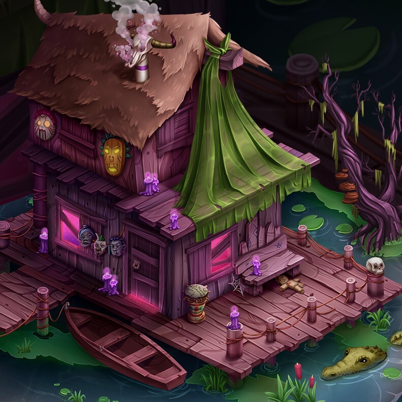 ArtStation - The Voodoo Witch's House in the swamp