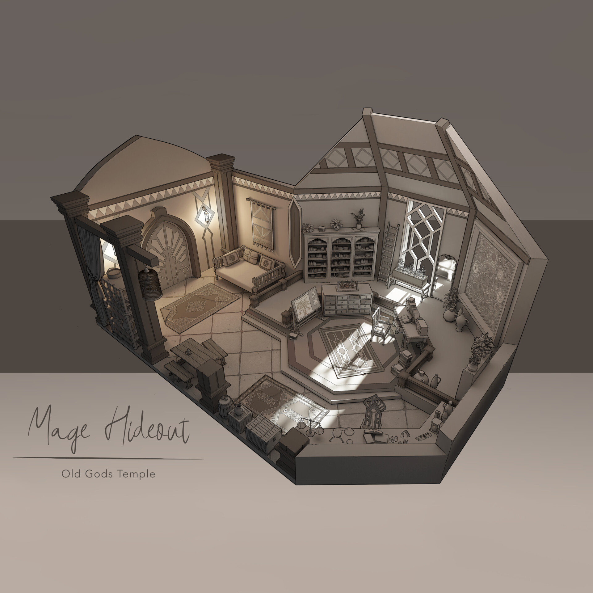ArtStation - Mage Hideout Cutaway