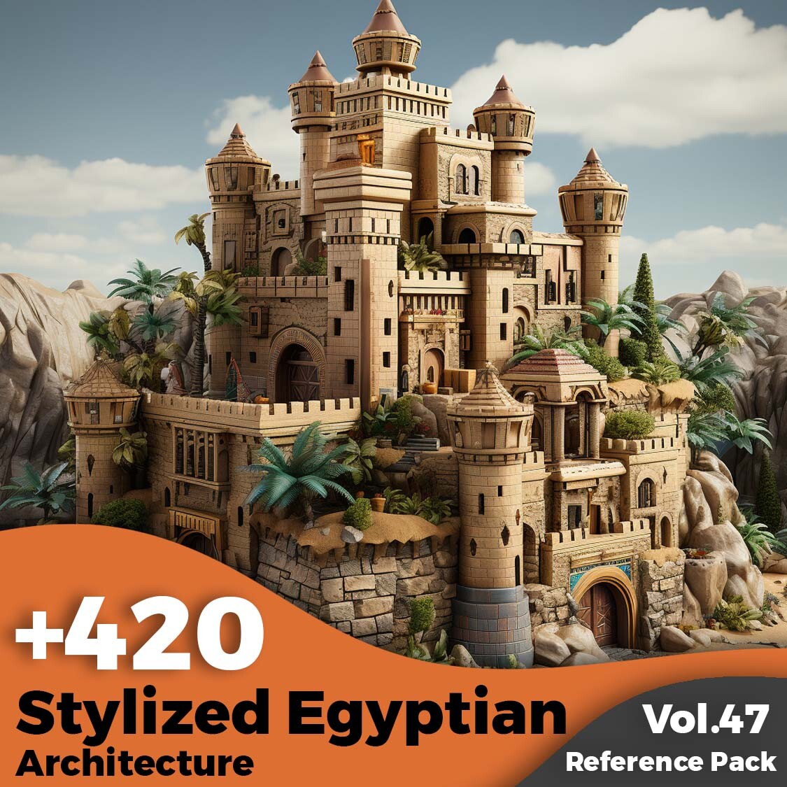ArtStation - +420 Stylized Egyptian Architecture (4k) | Vol_47