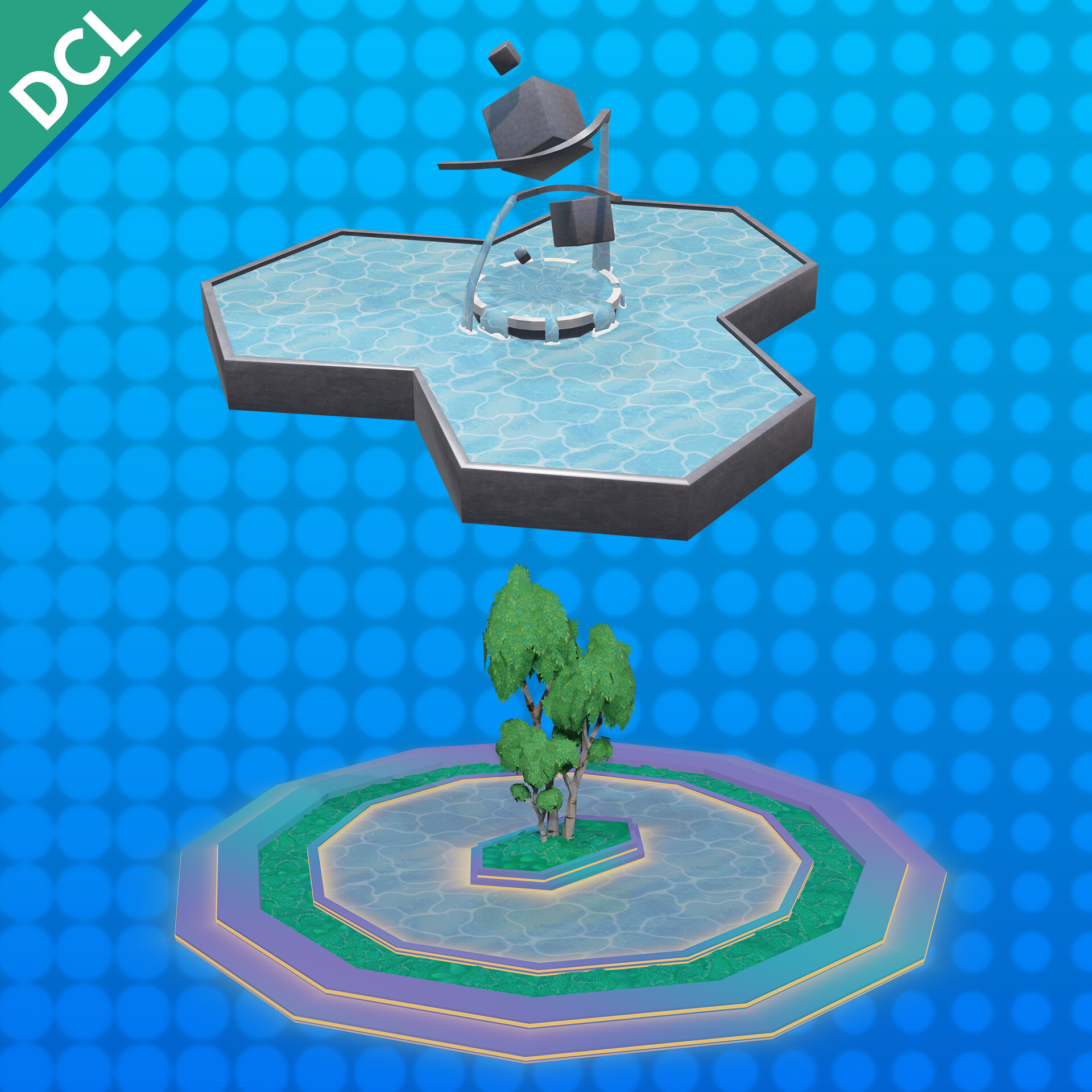 ArtStation - Decentraland Fountains / Trees