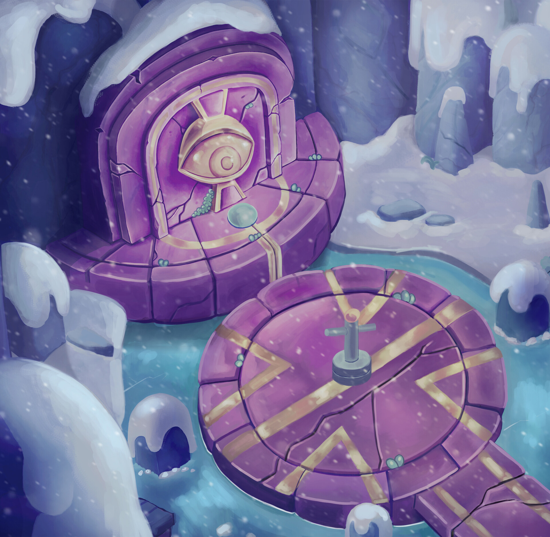 Tessa De Vletter - Isometric Snow Temple Environment