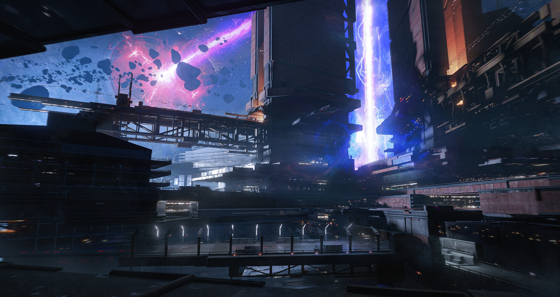 ArtStation - Asteroid mining（空间站\小行星矿）