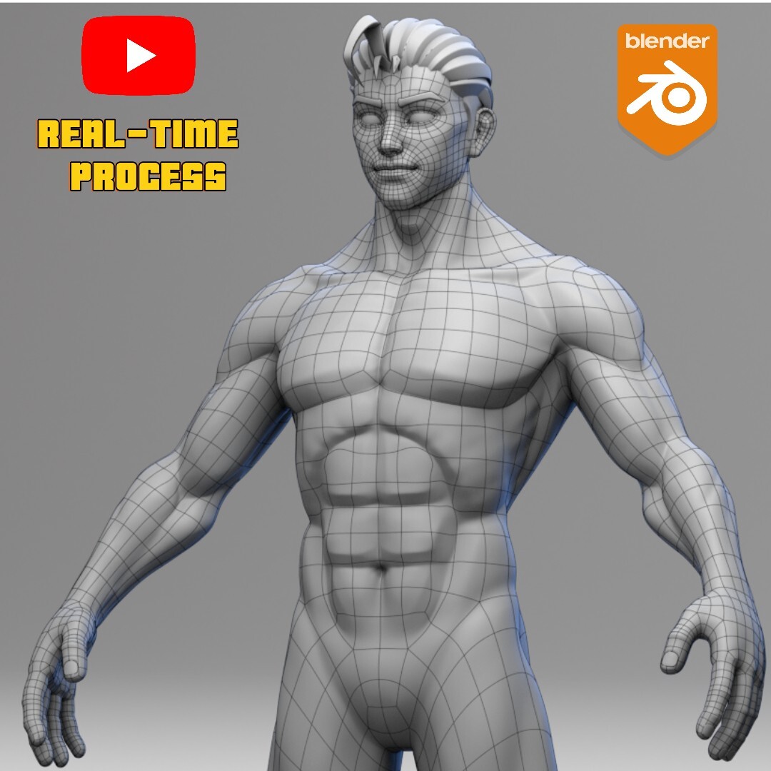 ArtStation - Blender stylized male base mesh retopologized