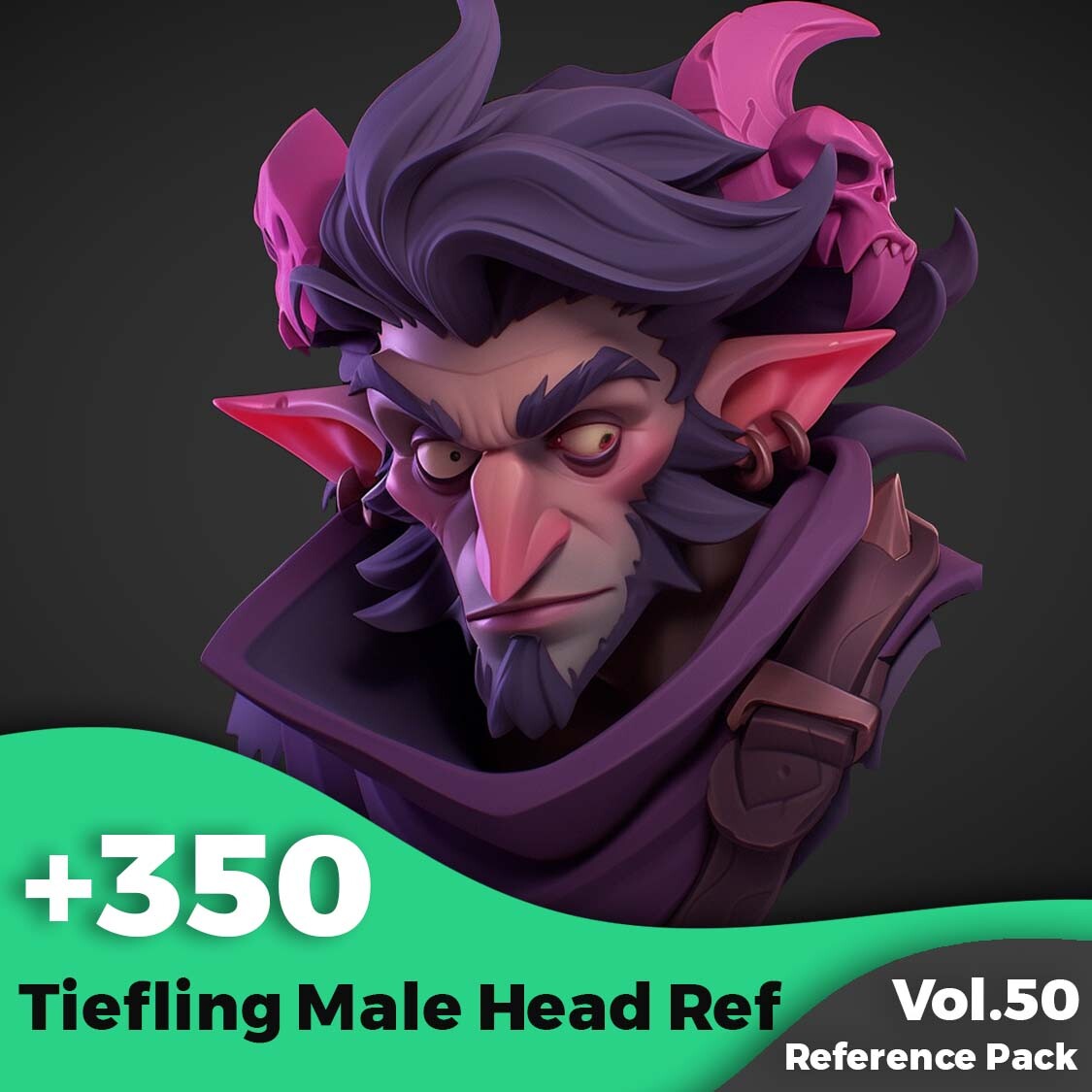 ArtStation - +350 Stylized Tiefling Male Head Reference(4k)