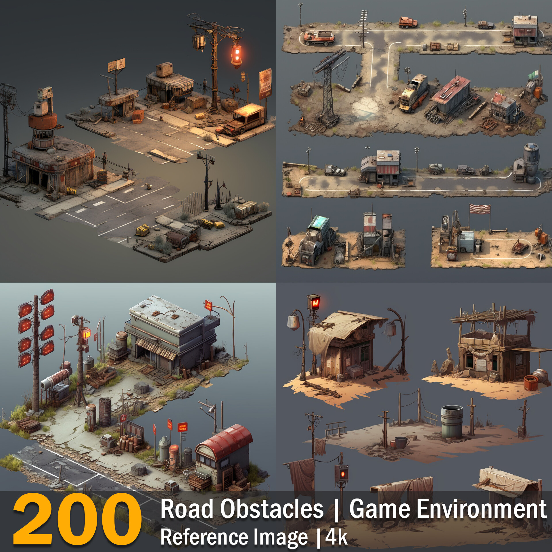 ArtStation - Road Obstacles | Game Environment | Reference Images | 4K