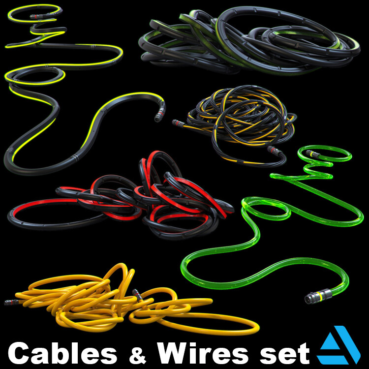 ArtStation - Cables & Wires floor set