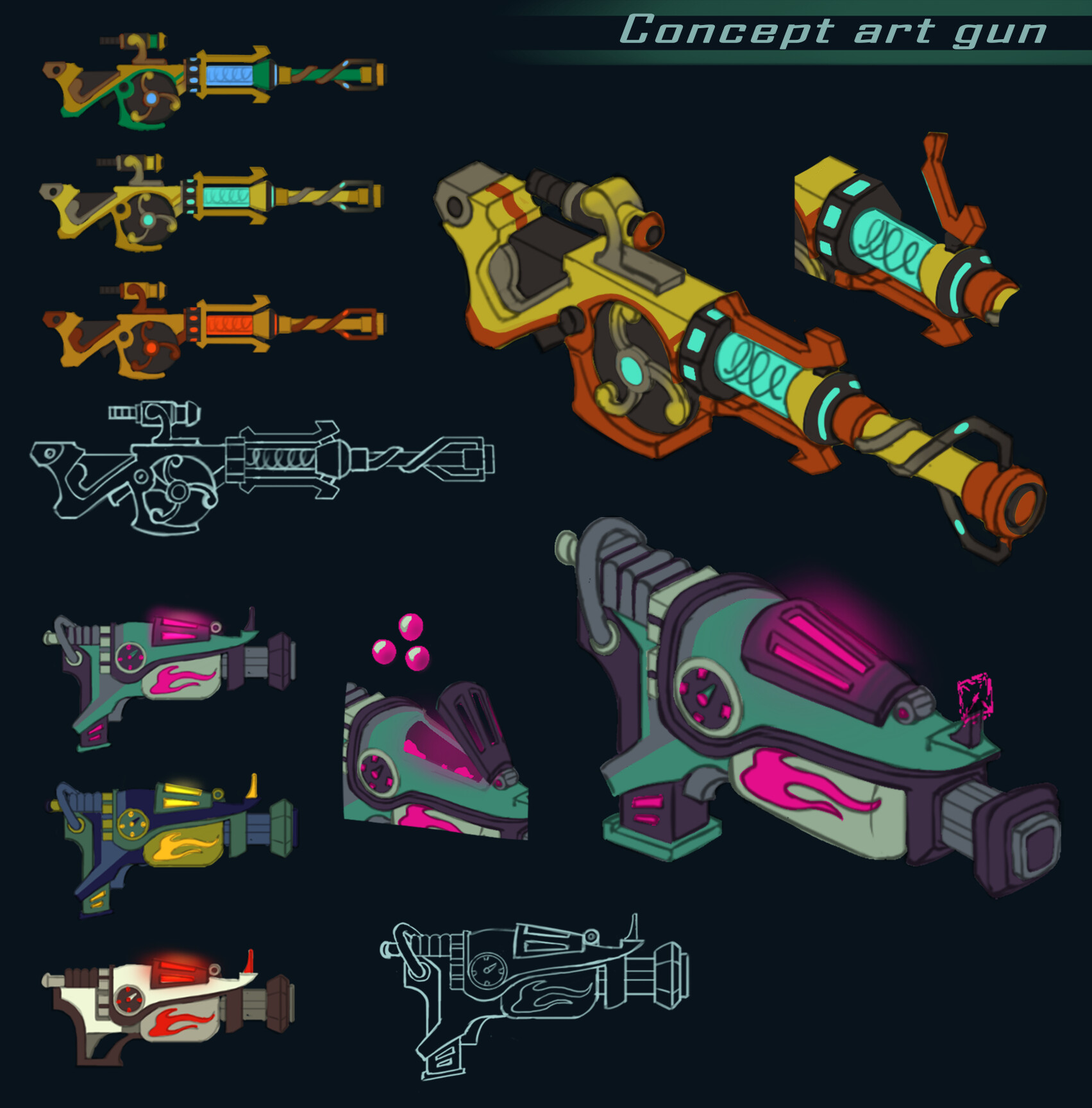 Anna Iushina - Concept art guns / Fantasy, Steampunk, Sci-fi