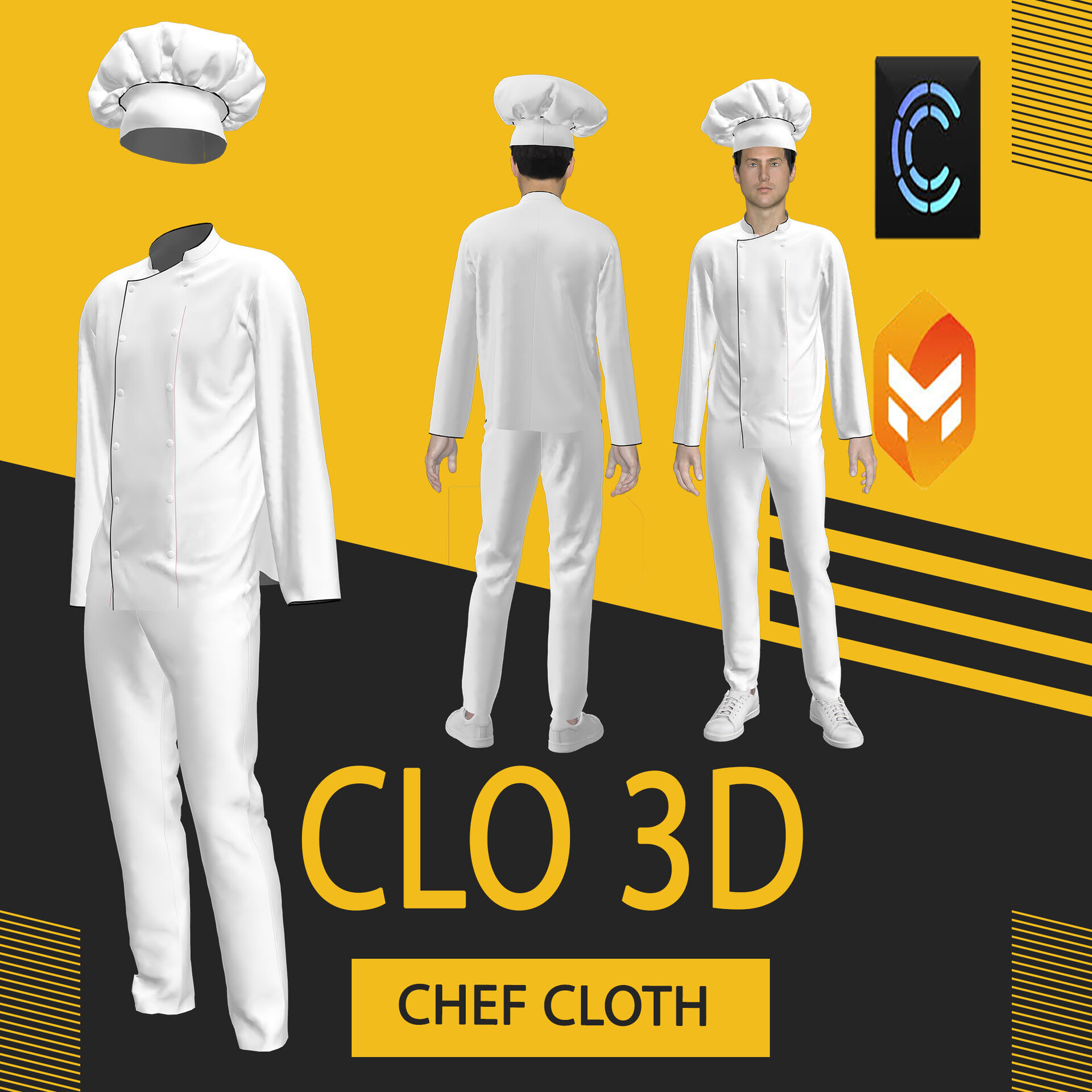 ArtStation - Chef cloth,Marvelous Designer or Clo3D (ZPRJ)