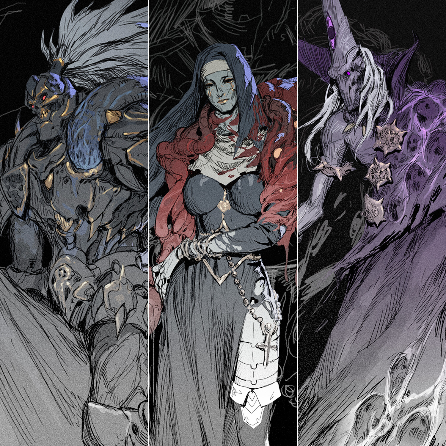 ArtStation - Some dark character sketches