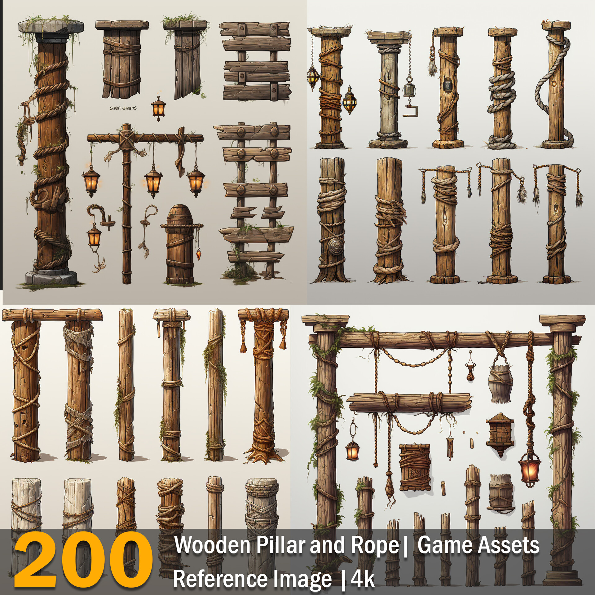 ArtStation - Wooden Pillar and Rope | Game Assets | Reference Images | 4K