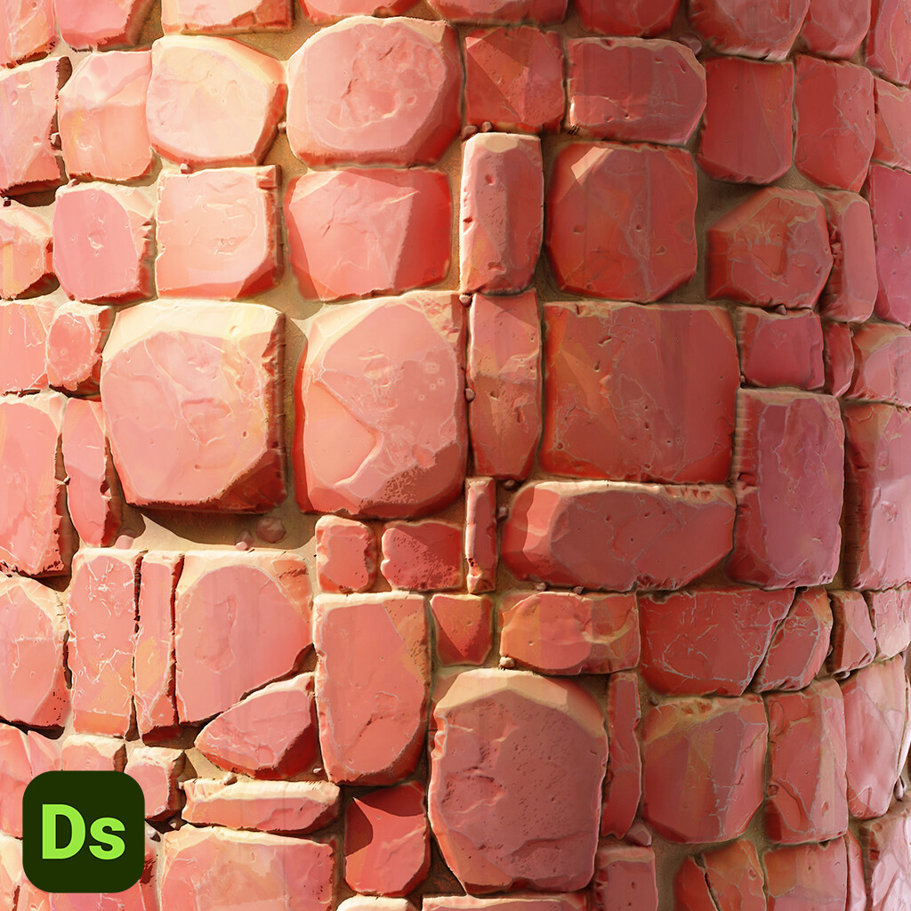 ArtStation - Stylized stone wall (material breakdown included)