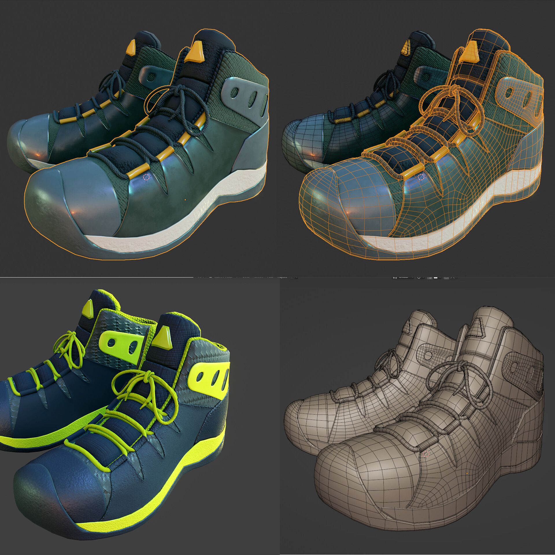 Phong Ly - 3D Modeling Shoes Style 2 - PBR - 4K Textures - Blender ...