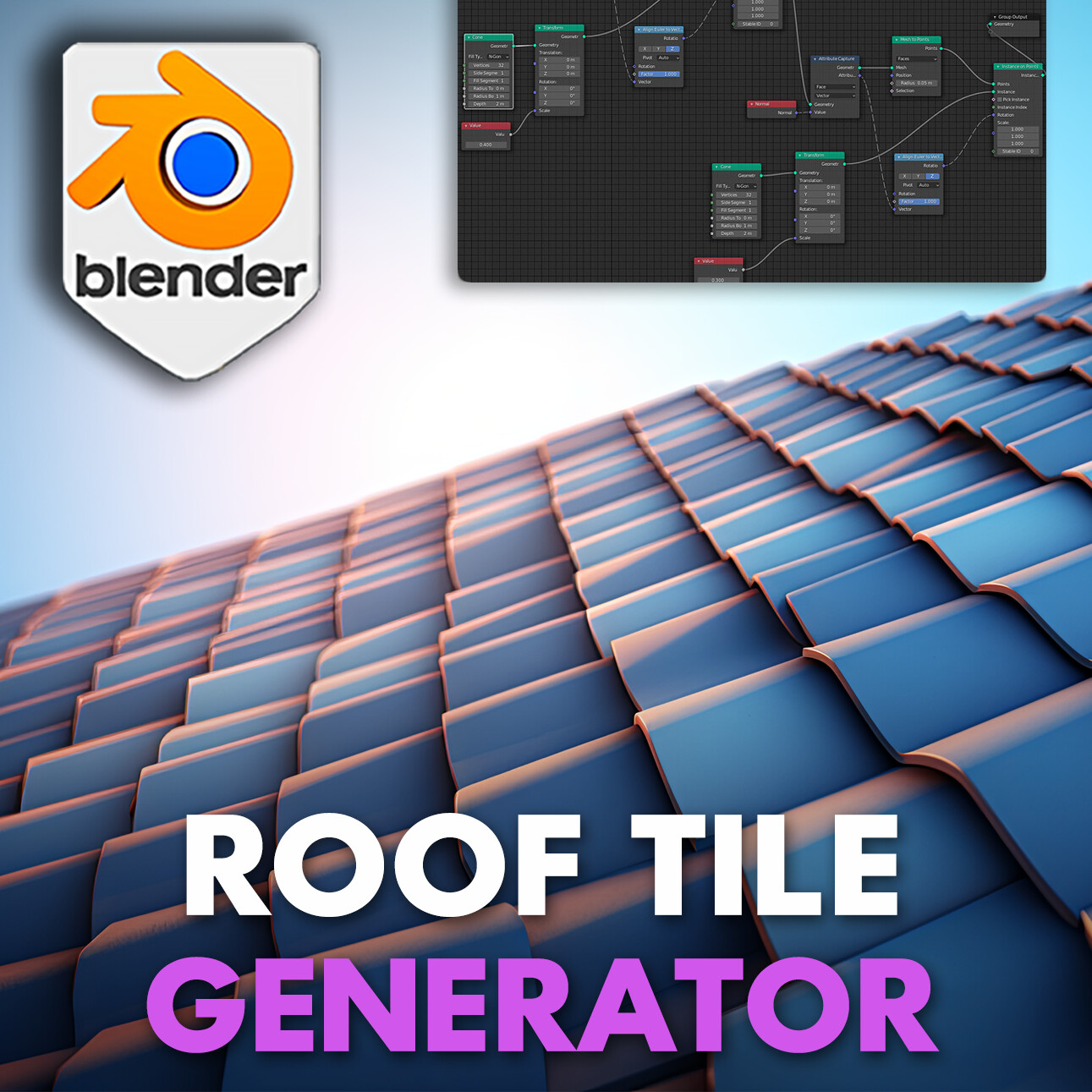 ArtStation - Blender 4 Roof Tile Procedural Geometry Node