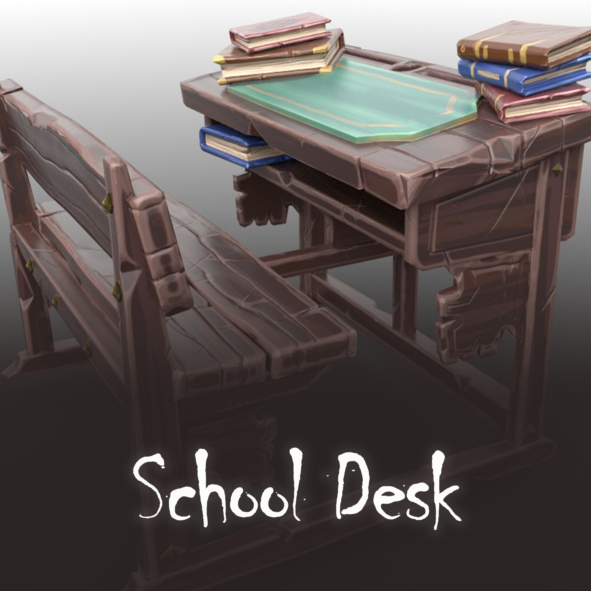 ArtStation - Stylized school desk in the style of Sea of Tieves