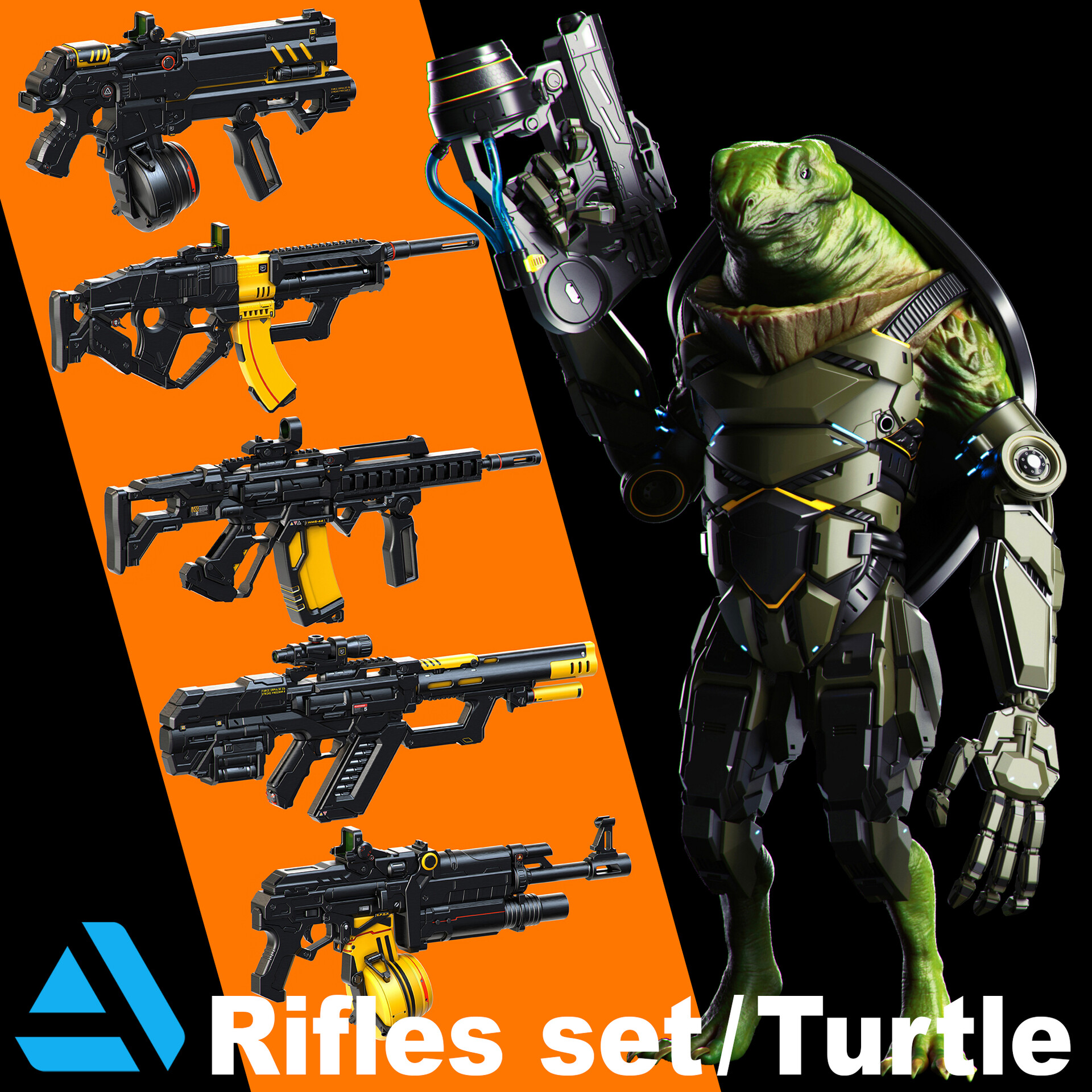 ArtStation - Sci-Fi Rifles Set / Kitbash / Biomutant