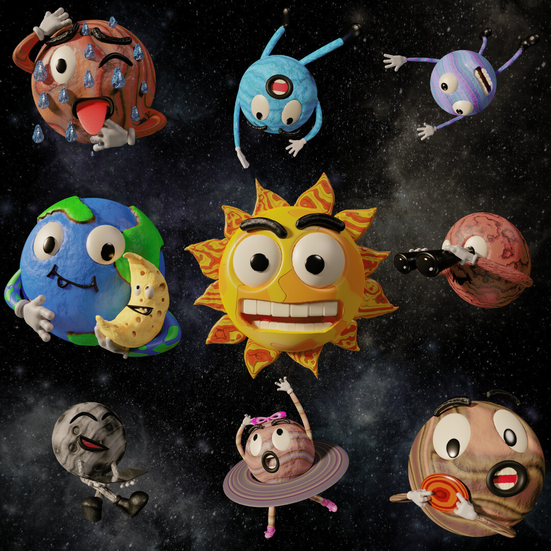 ArtStation - System solar cartoon - Project 1 with Revolution School