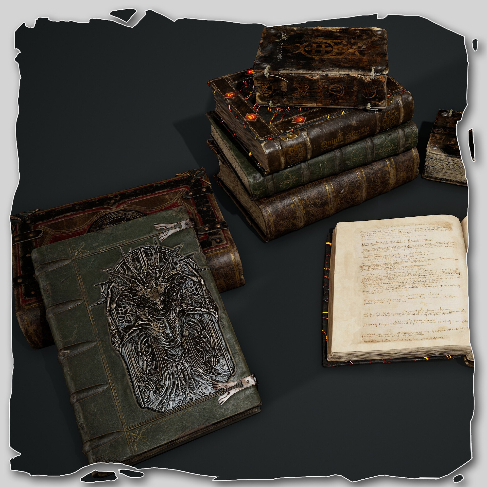 ArtStation - Fantasy books - realtime assets