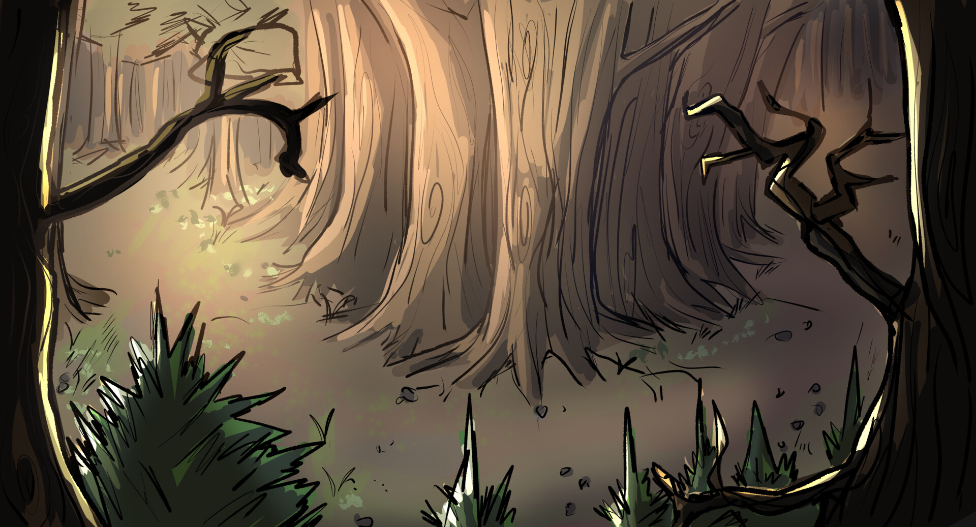 ArtStation - Backgrounds for Fox Hunt animation