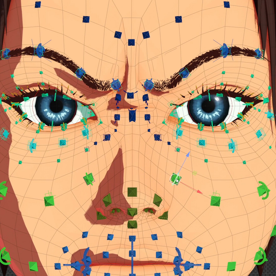 ArtStation - Sample of Face Rig (eyes, nose, jaw, eyebrows)