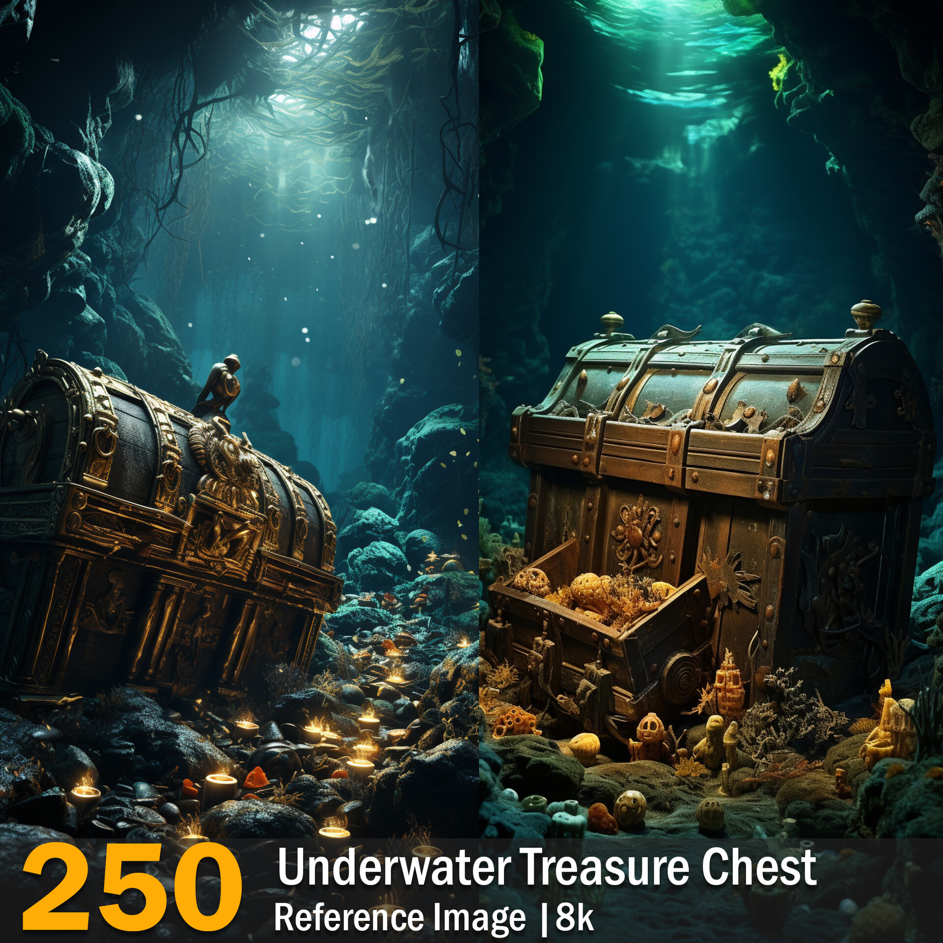 ArtStation - Underwater Treasure Chest | Reference Images | 8K