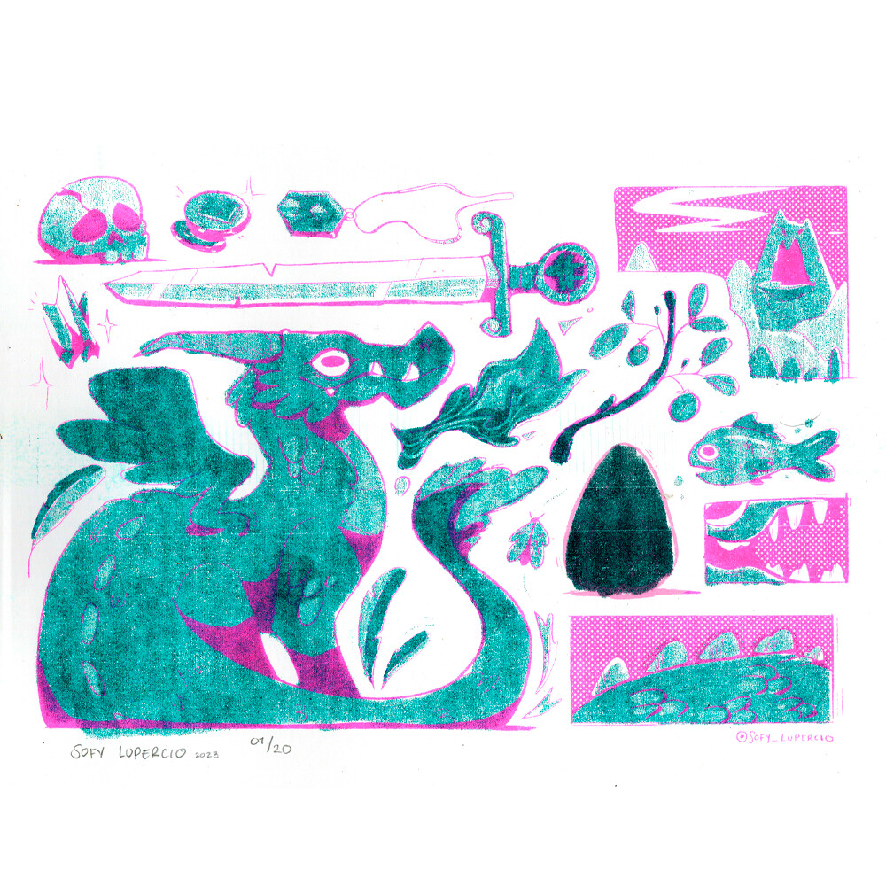 ArtStation - DRAGON SHEET - RISOGRAPHY