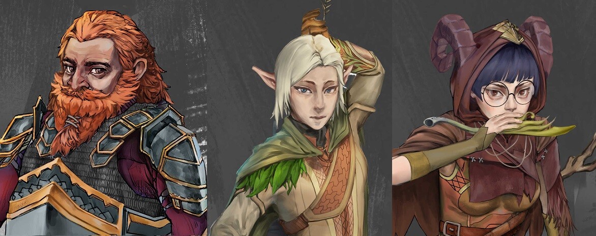 ArtStation - A dwarf, an elf, and a human - Character Design