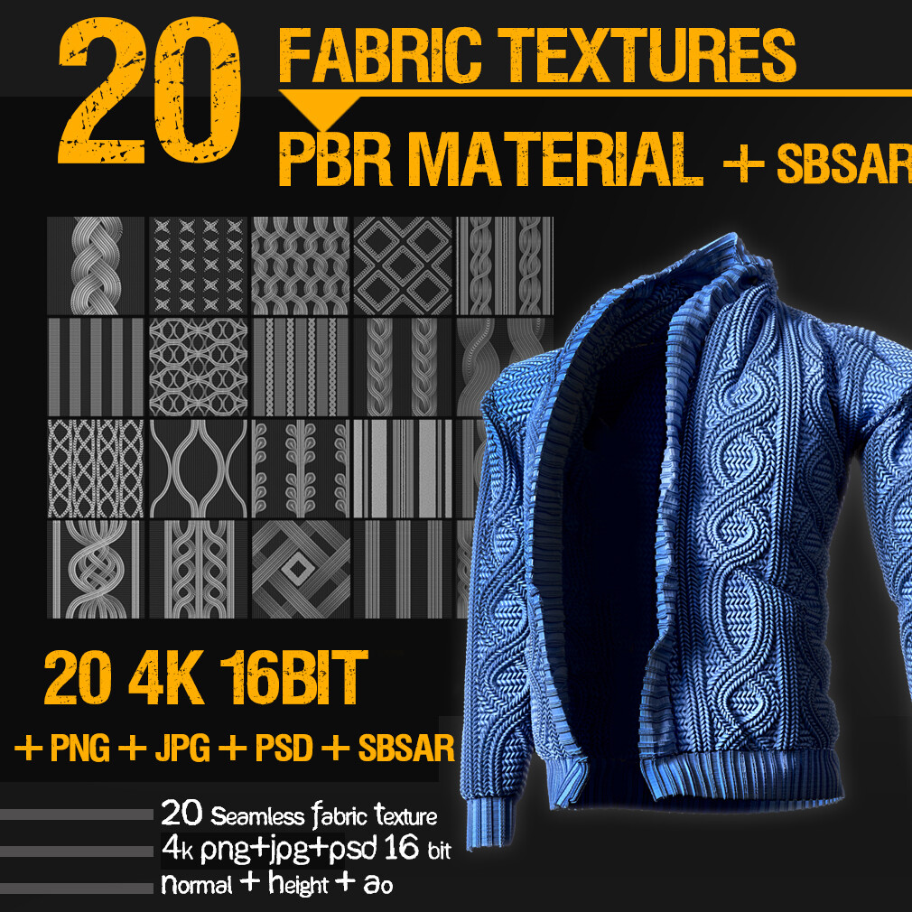 ArtStation - 20 fabric textures - PBR Material + Sbsar (substance ...