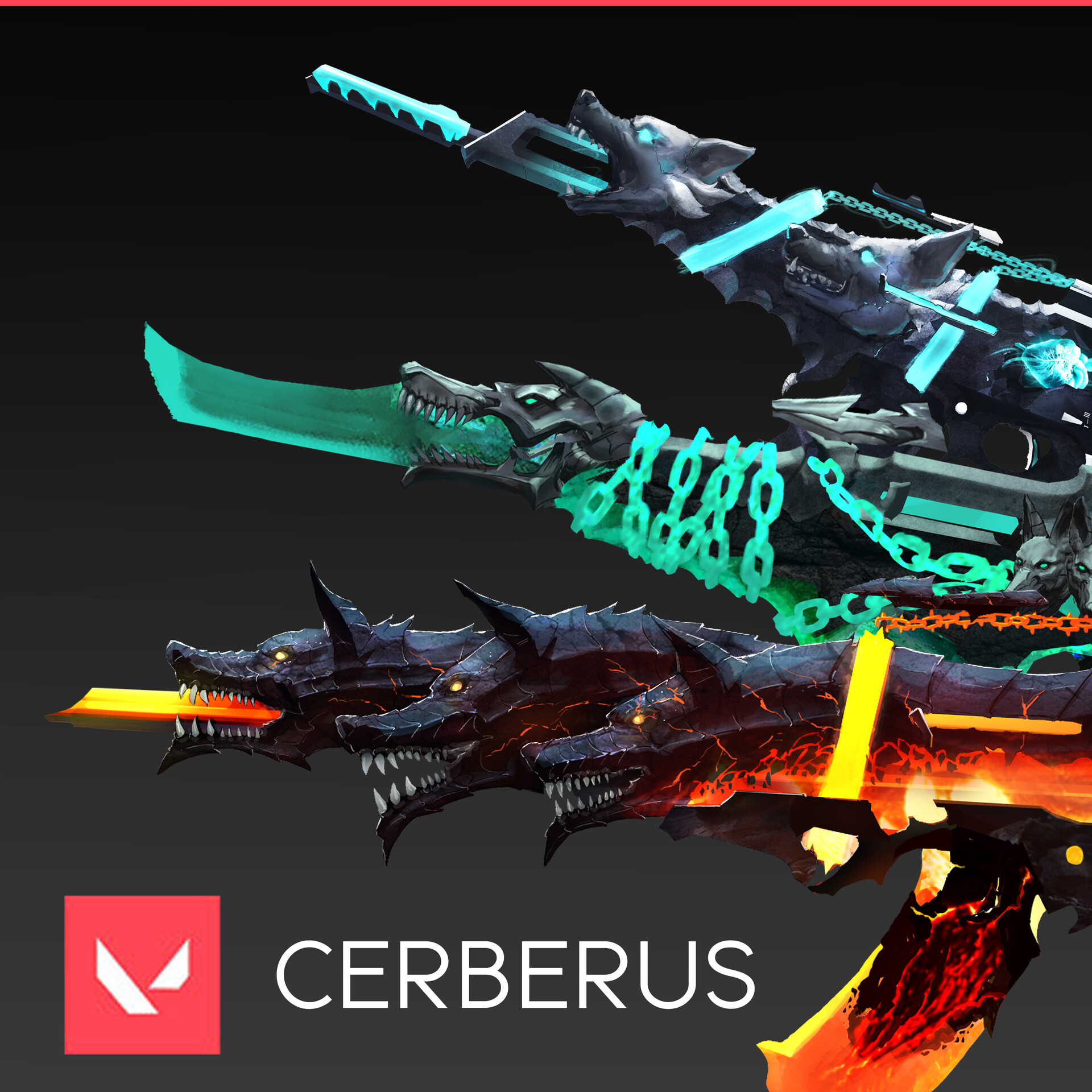 ArtStation - CERBERUS, Valorant fanart, Vandal skin designs