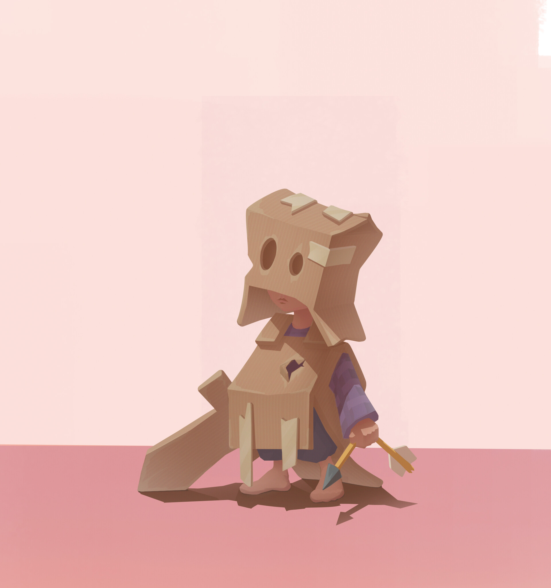 ArtStation - A boy in cardboard armor