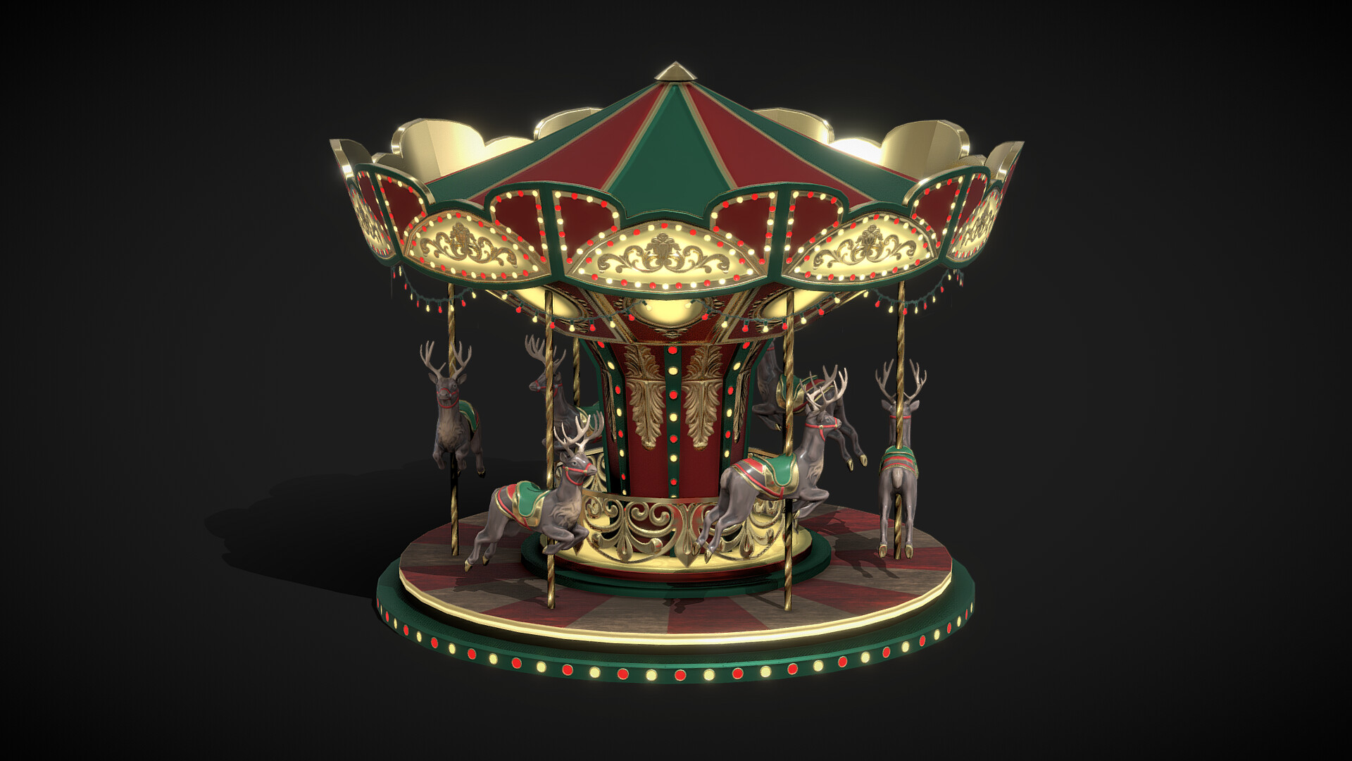 ArtStation - Christmas Carousel - Animated low poly model