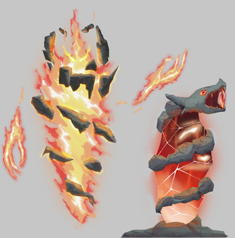 Jocelyn Aubert - CONCEPT ART | Fire Golem & Fire Tower