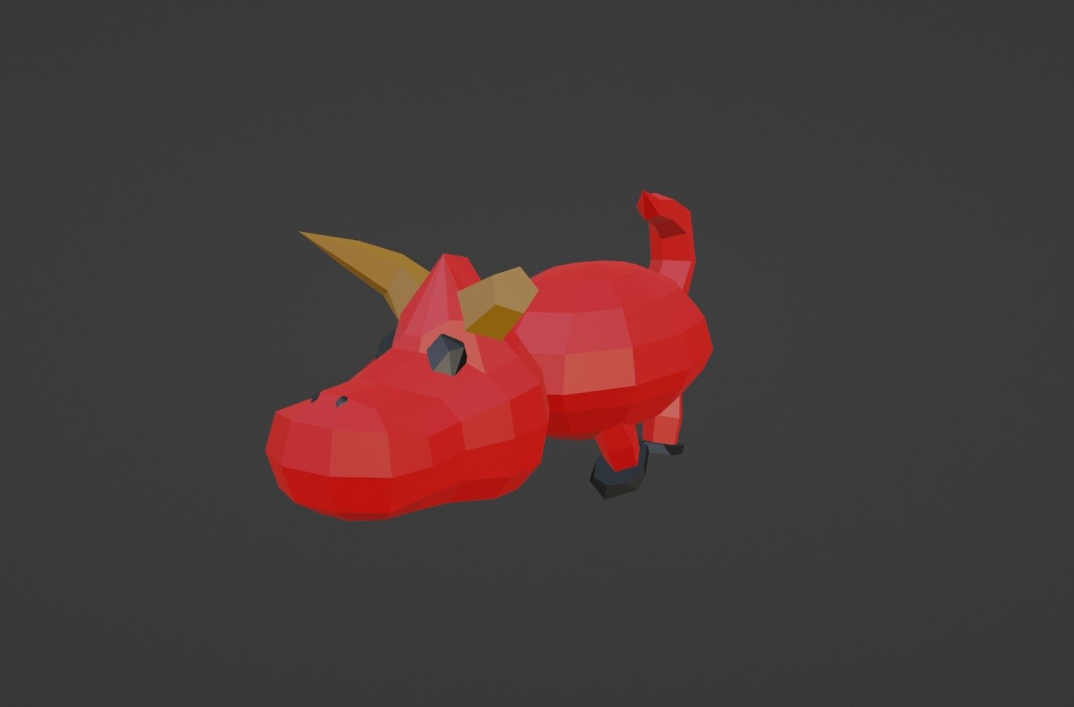 ArtStation - Low Poly Red Dragon