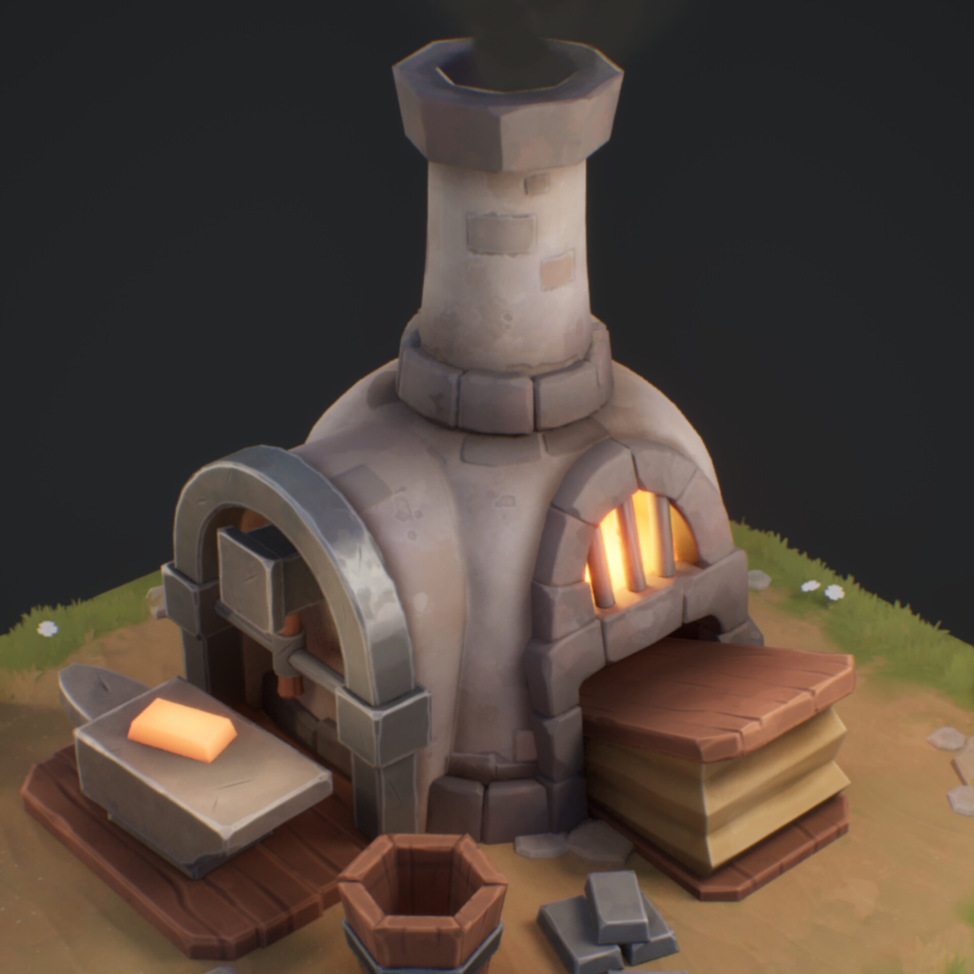 ArtStation - Stylized forge - Diorama