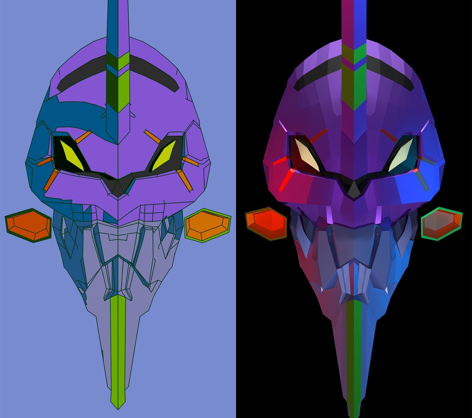 ArtStation - Eva 01 Mask |Neon Genesis Evangelion|