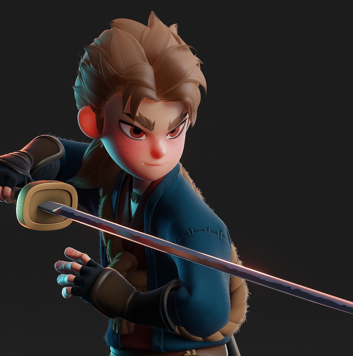 ArtStation - Samurai Kid Attack Animation