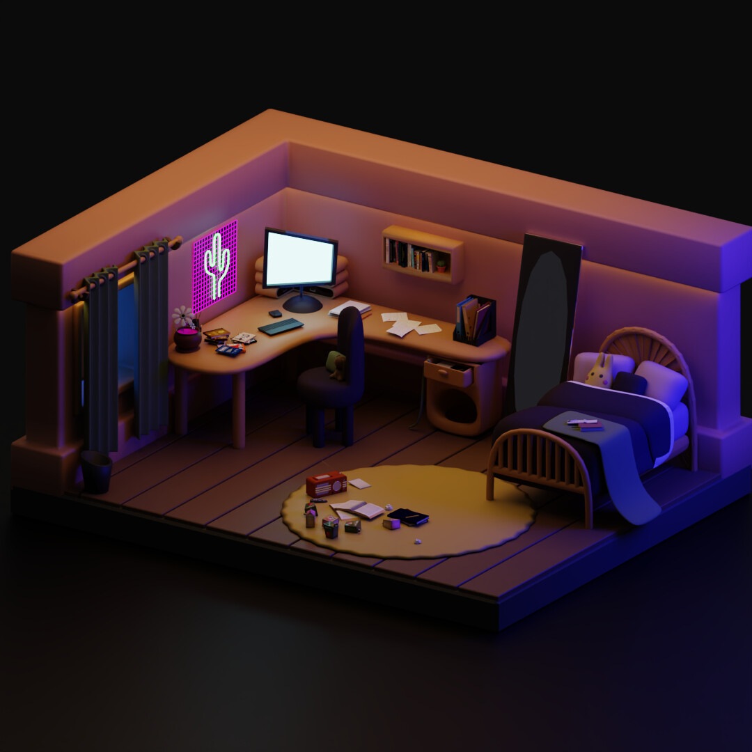 ArtStation - Cozy nook: Bed Room