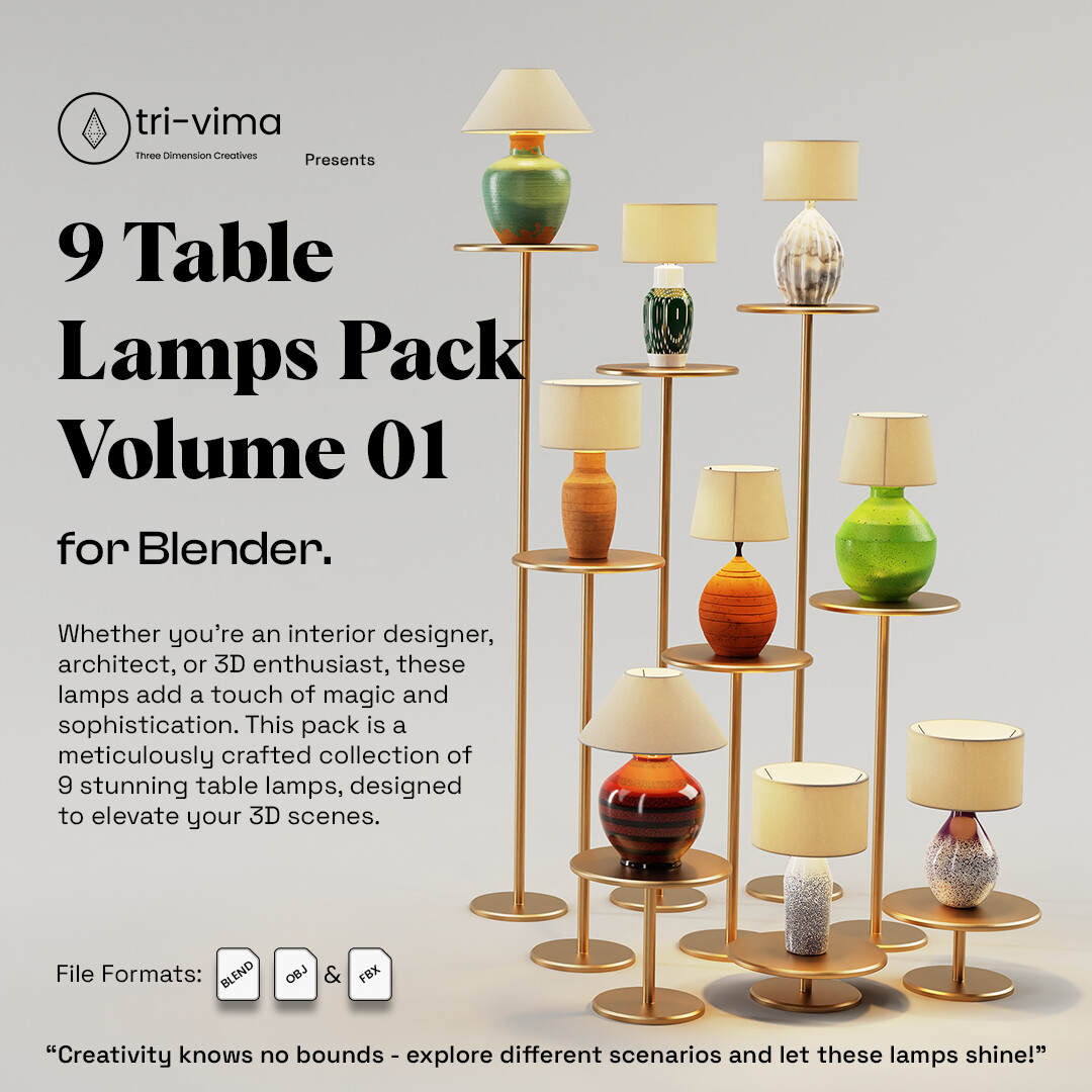 ArtStation - Elegant Illuminations - 9 Table Lamps Pack Vol01