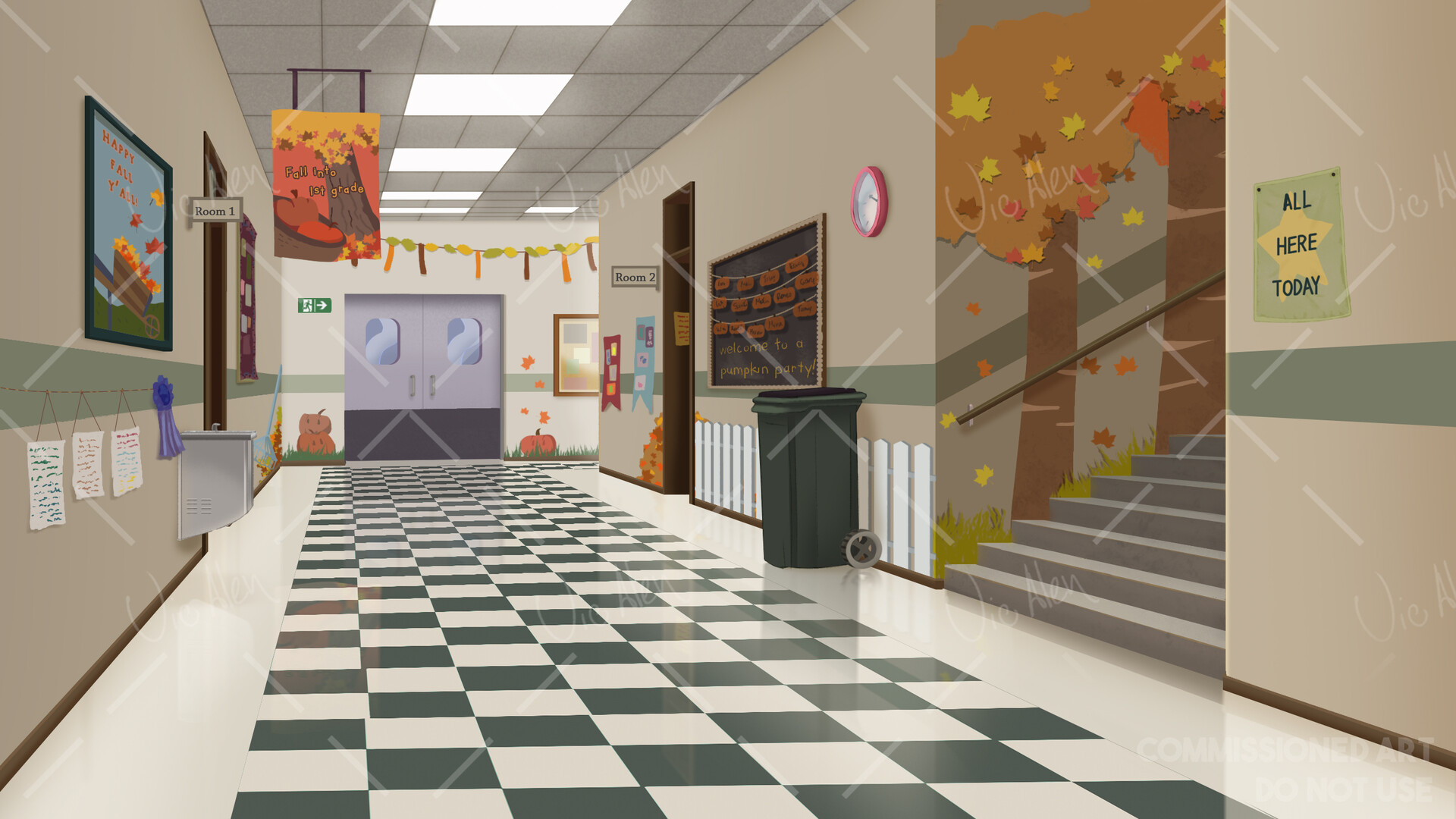 ArtStation - Our Life: Now & Forever - Elementary School Hall BG art