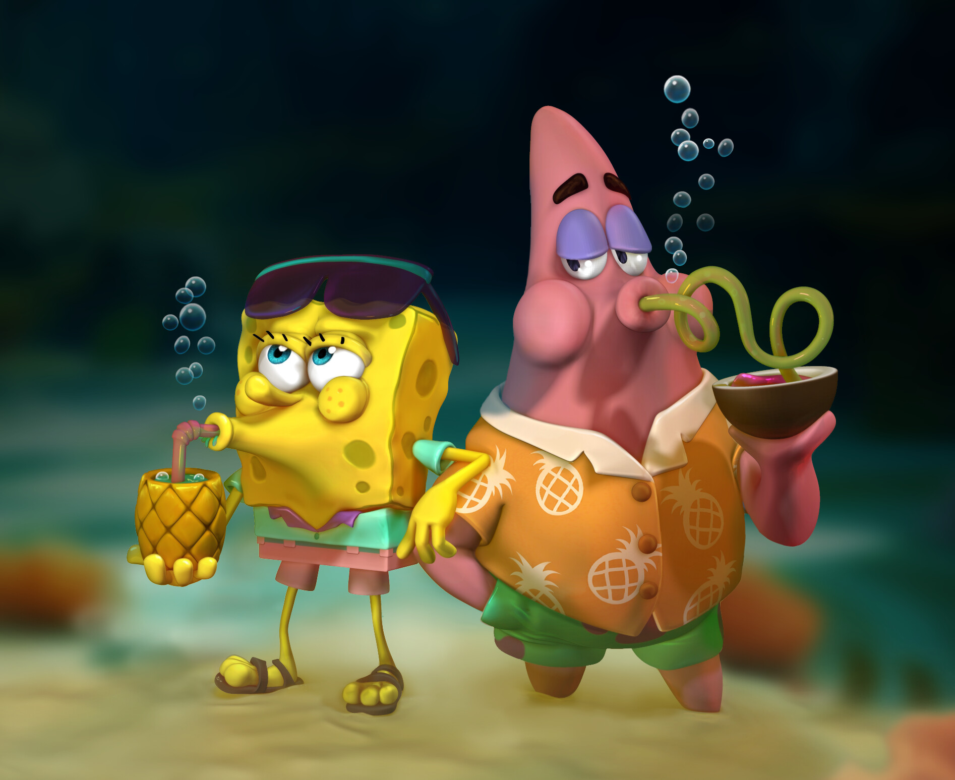 ArtStation - Sponge Bob and Patric taking a vacation