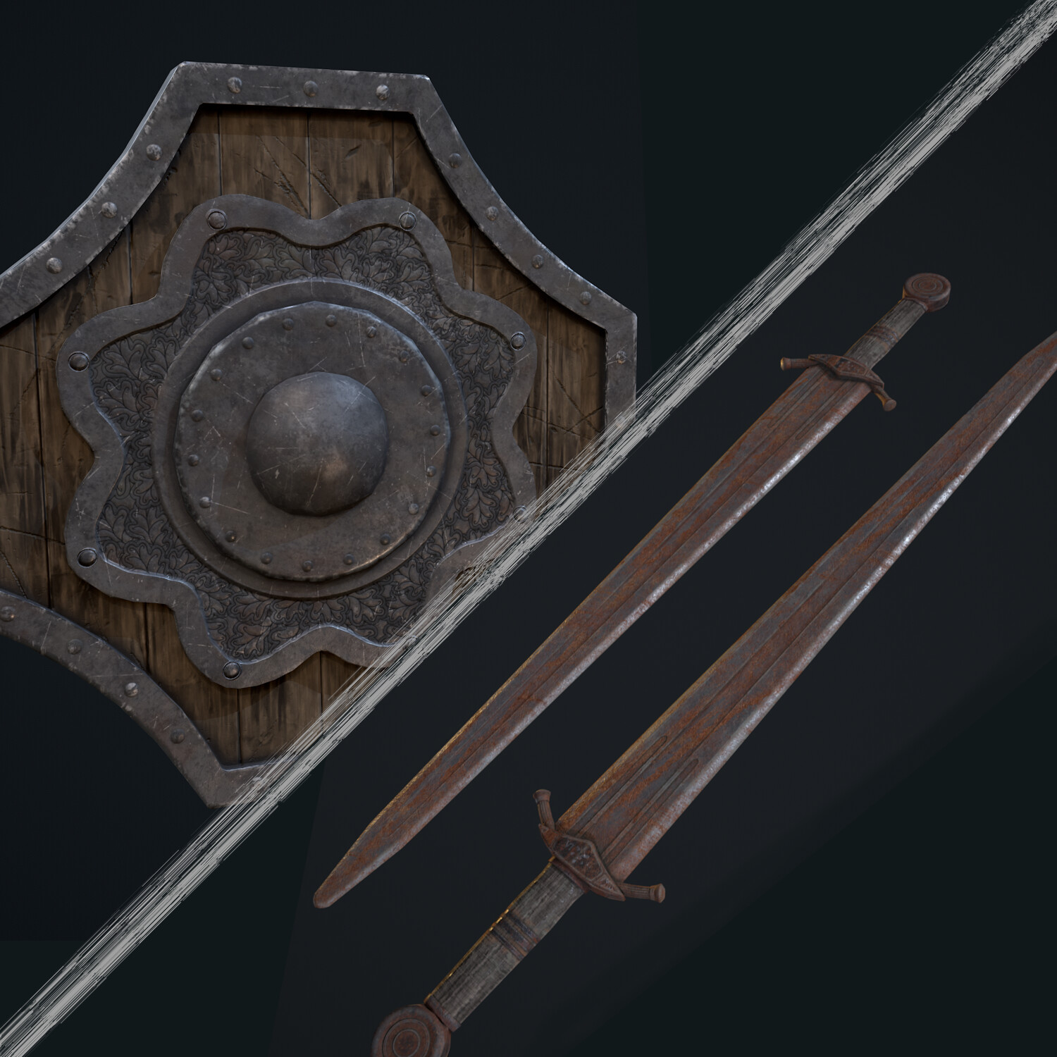 ArtStation - Steel Shield and Sword - Beyond Skyrim: Cyrodiil