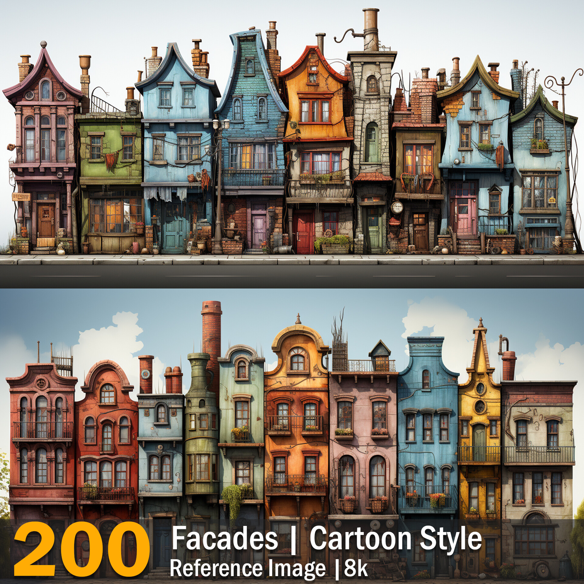 ArtStation - Facades | Cartoon Style | Reference Images | 8K