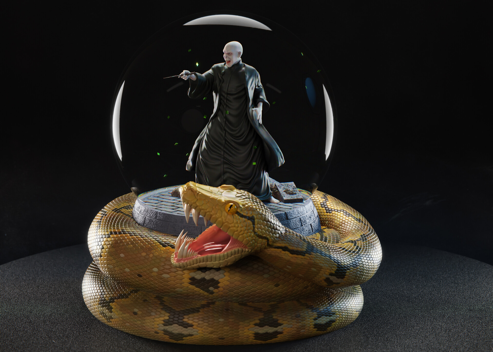 ArtStation - Voldemort with Nagini base Snow Globe