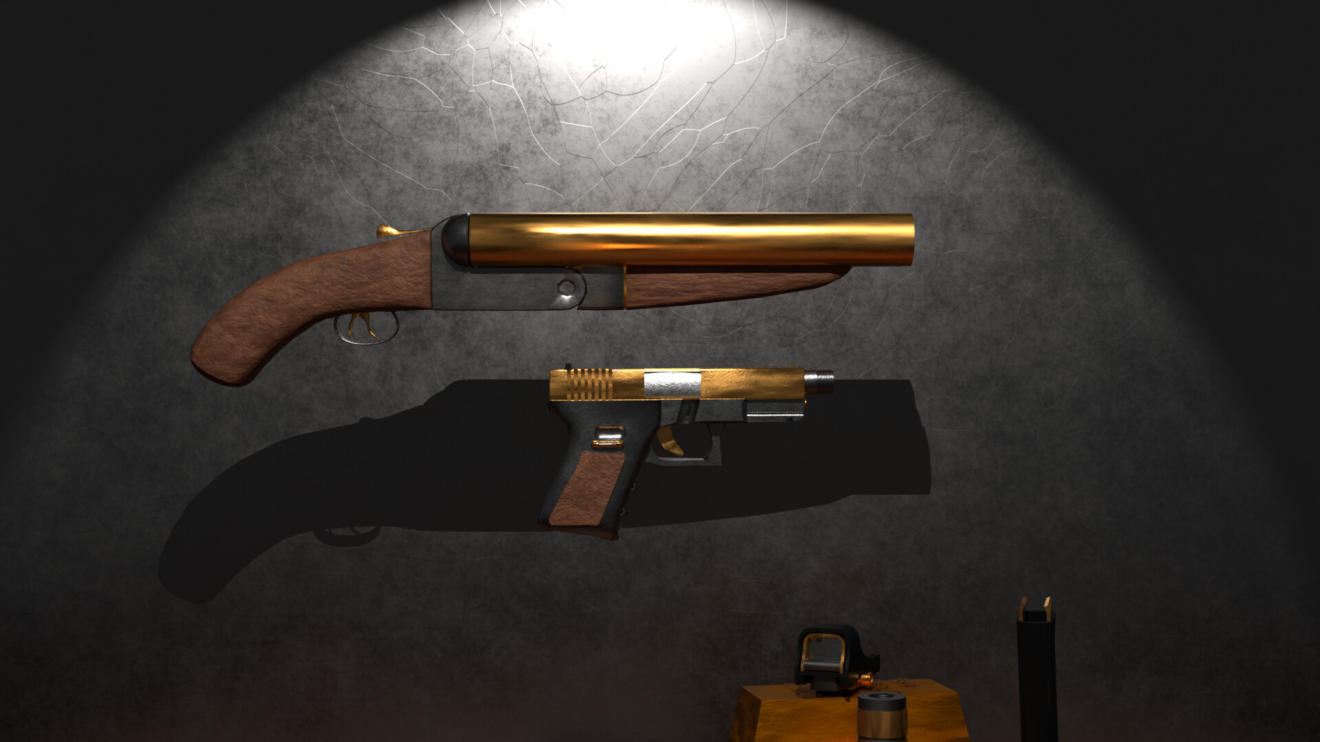 ArtStation - glock 19x and sawn-off shotgun