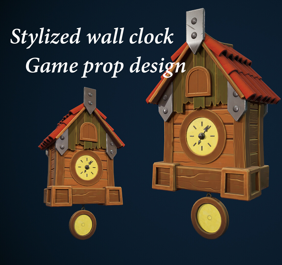 ArtStation - Stylized wall clock. Game prop design
