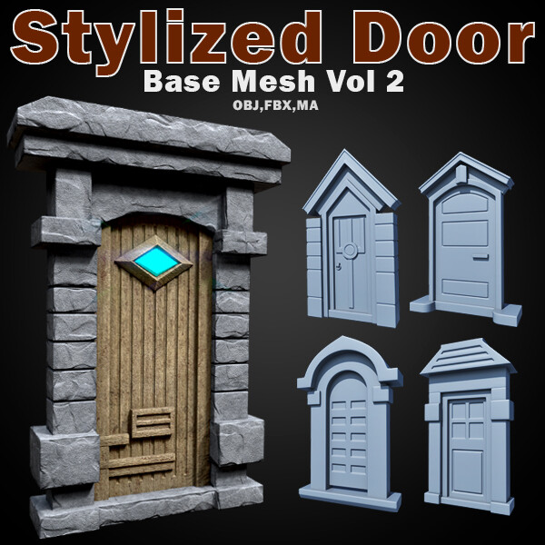 ArtStation - Stylized Door Base Mesh Vol 2