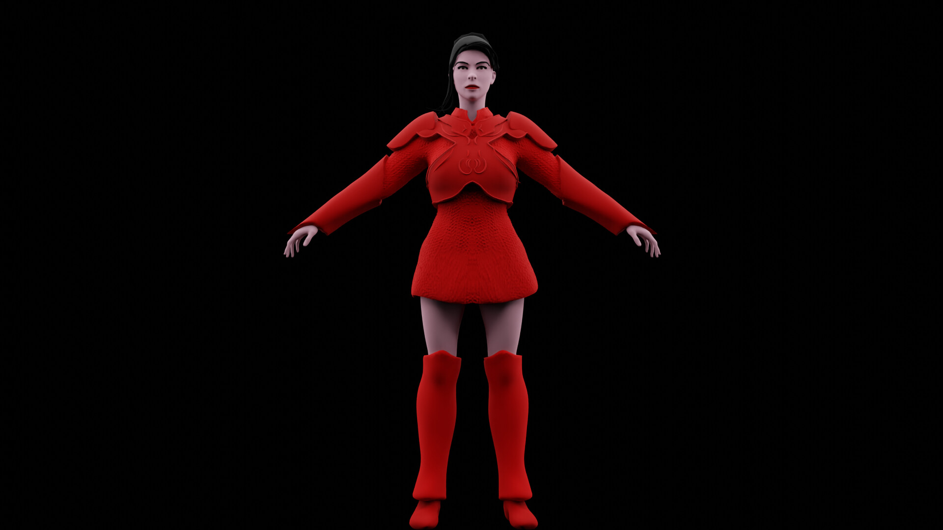 ArtStation - Girl character with red costume zbrush